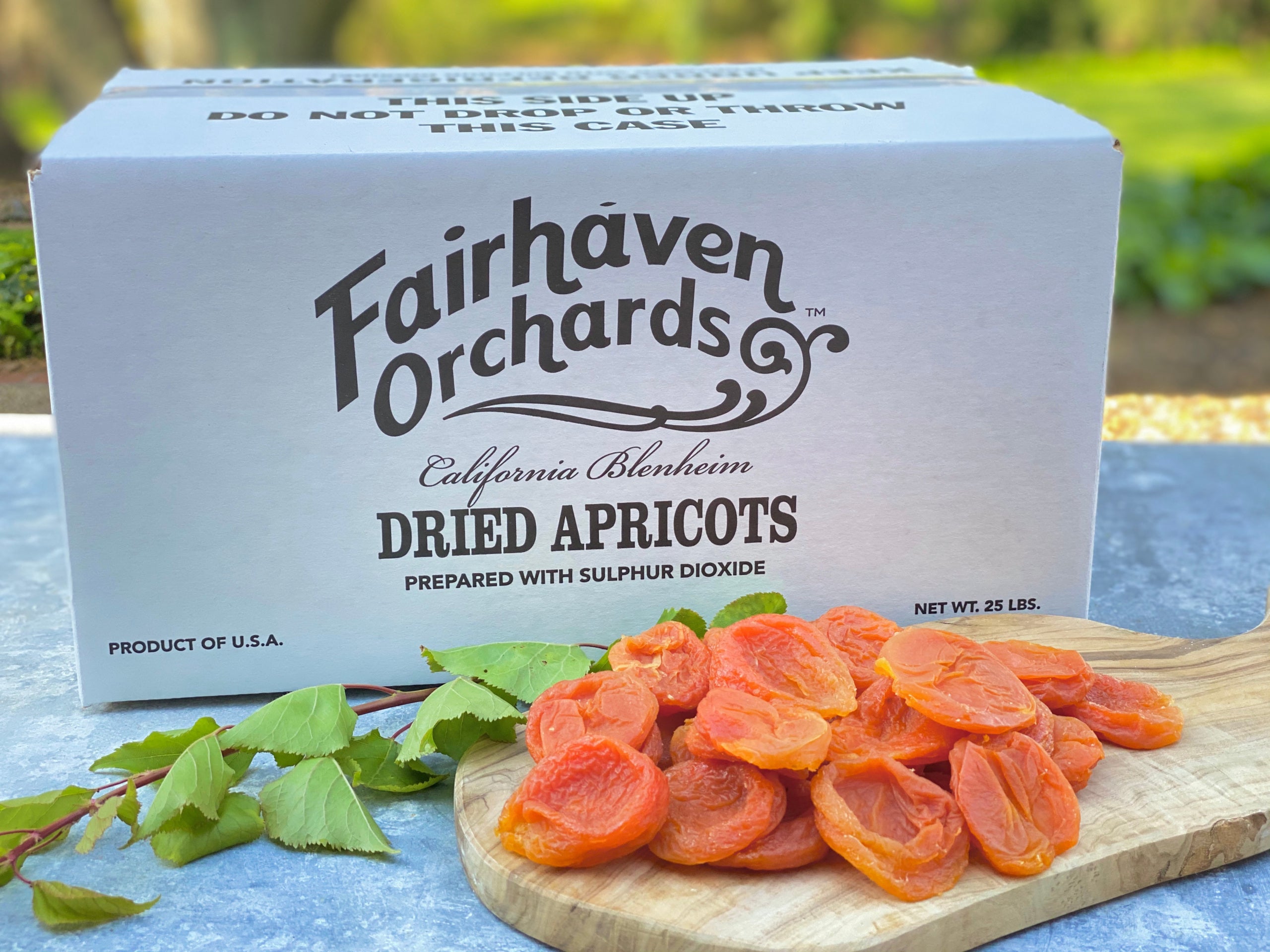 25 Pound Box COLOSSAL Slip Pit Dried Apricots | Fairhaven Orchards
