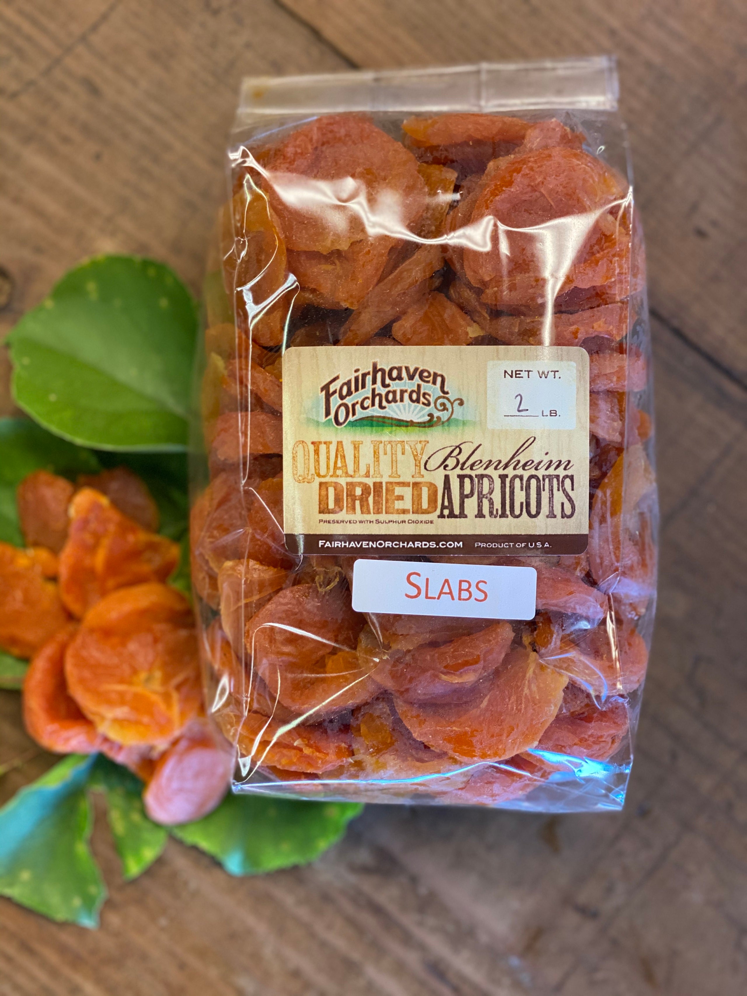 2 Pound Bag SLAB Slip Pit Dried Apricots | Fairhaven Orchards